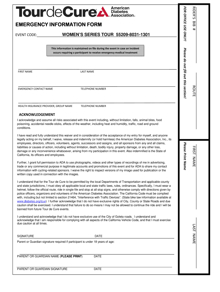 Fillable Online EMERGENCY INFORMATION FORM Fax Email Print - pdfFiller