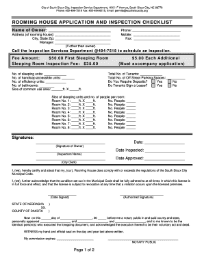 Fillable Online Rooming house application and inspection checklist ...