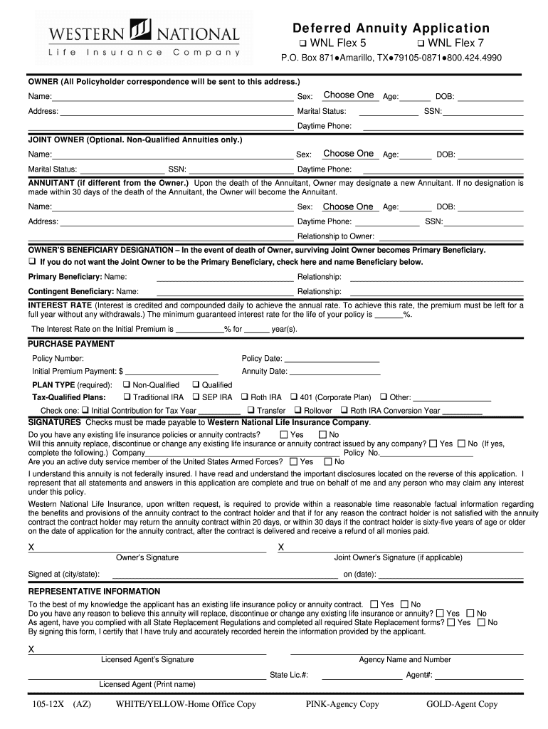 Fillable Online WNL Flex 5 and WNL Flex 7 Fax Email Print - pdfFiller