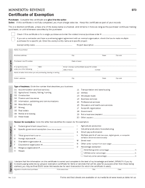 Fillable Online MN Tax Exempt Certificate (Form #ST3) - Beyond Adaptive ...