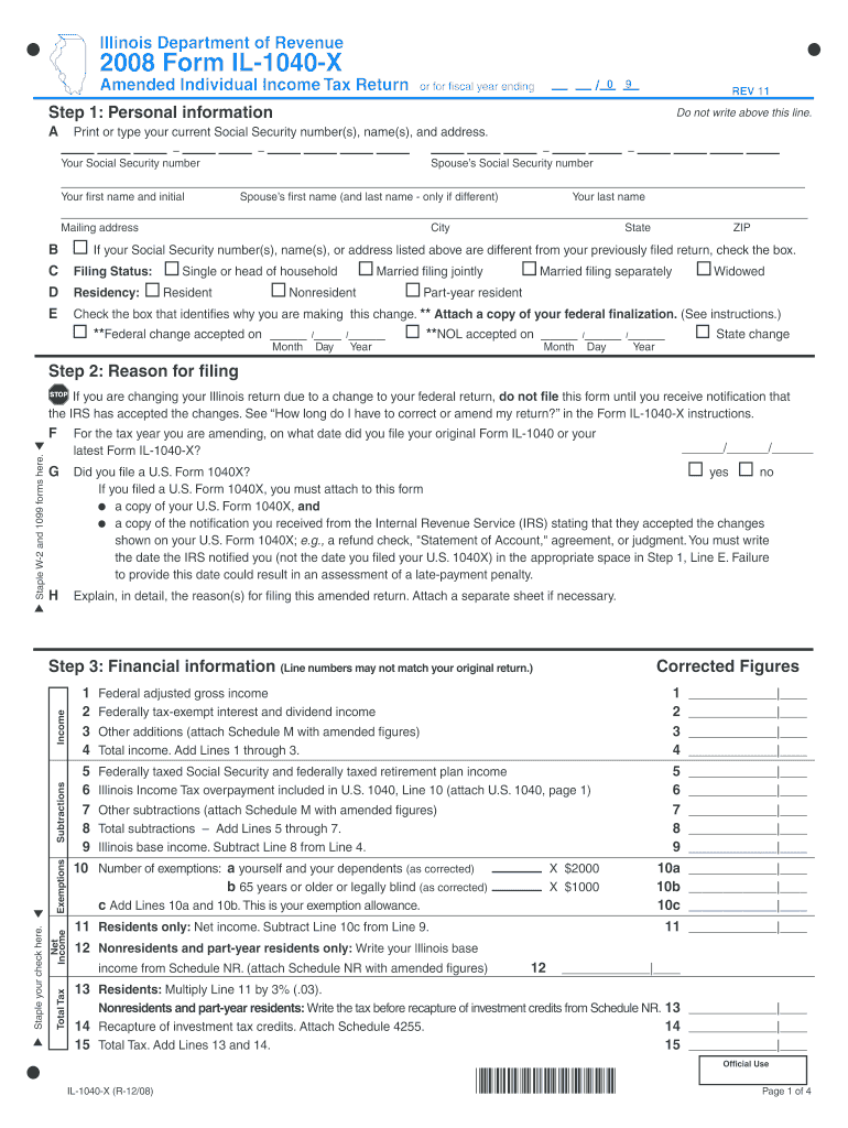 Fillable Online Amended Individual Income Tax Return Fax Email Print ...