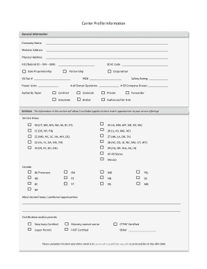 Fillable Online Carrier Profile Information - CrossGlobe Group Fax ...