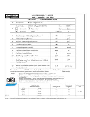 Compressor Data Sheet Excel - Fill Online, Printable, Fillable, Blank ...