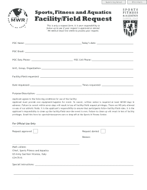 Fillable Online Sports field request form - Vicenza Fax Email Print - pdfFiller