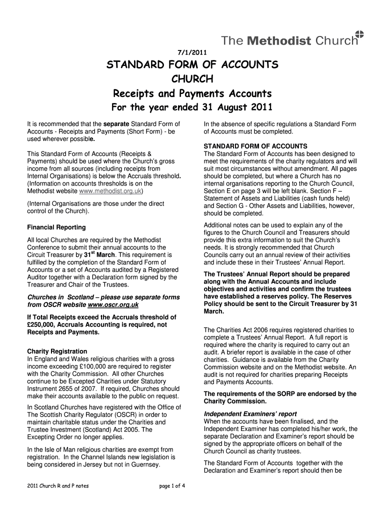 Fillable Online Standard Form of Accounts - Receipts and Payments Fax ...
