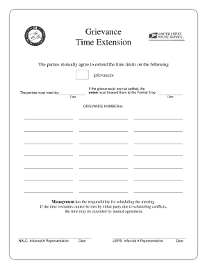 Fillable Online QuotAquot Grievance Extension - NALC Branch 78 Fax ...