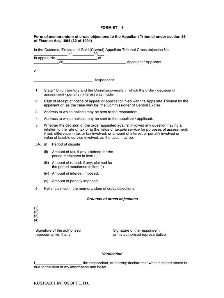 Fillable Online Memorandum of Cross Objections Fax Email Print - pdfFiller