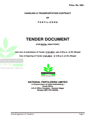 Fillable Online Tender document datia - National Fertilizers Limited ...