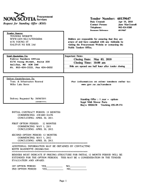 Fillable Online Procurement Services Request for Standing Offer (RSO ...