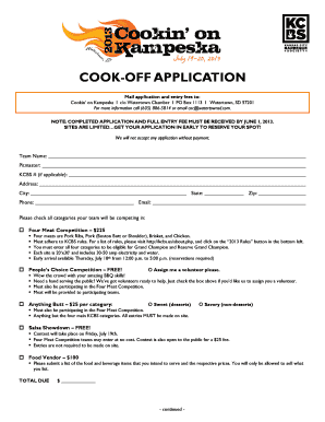 Fillable Online COOK-OFF APPLICATION Fax Email Print - pdfFiller