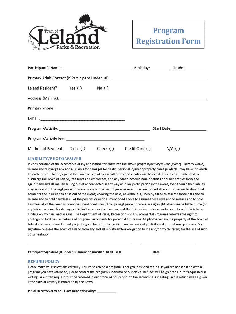 Fillable Online Program Registration Form Fax Email Print - pdfFiller