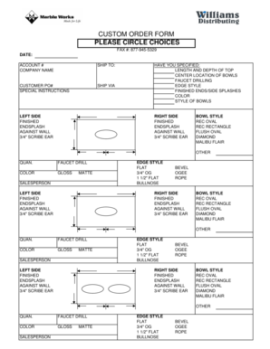Fillable Online CUSTOM ORDER FORM PLEASE CIRCLE CHOICES Fax Email Print - pdfFiller