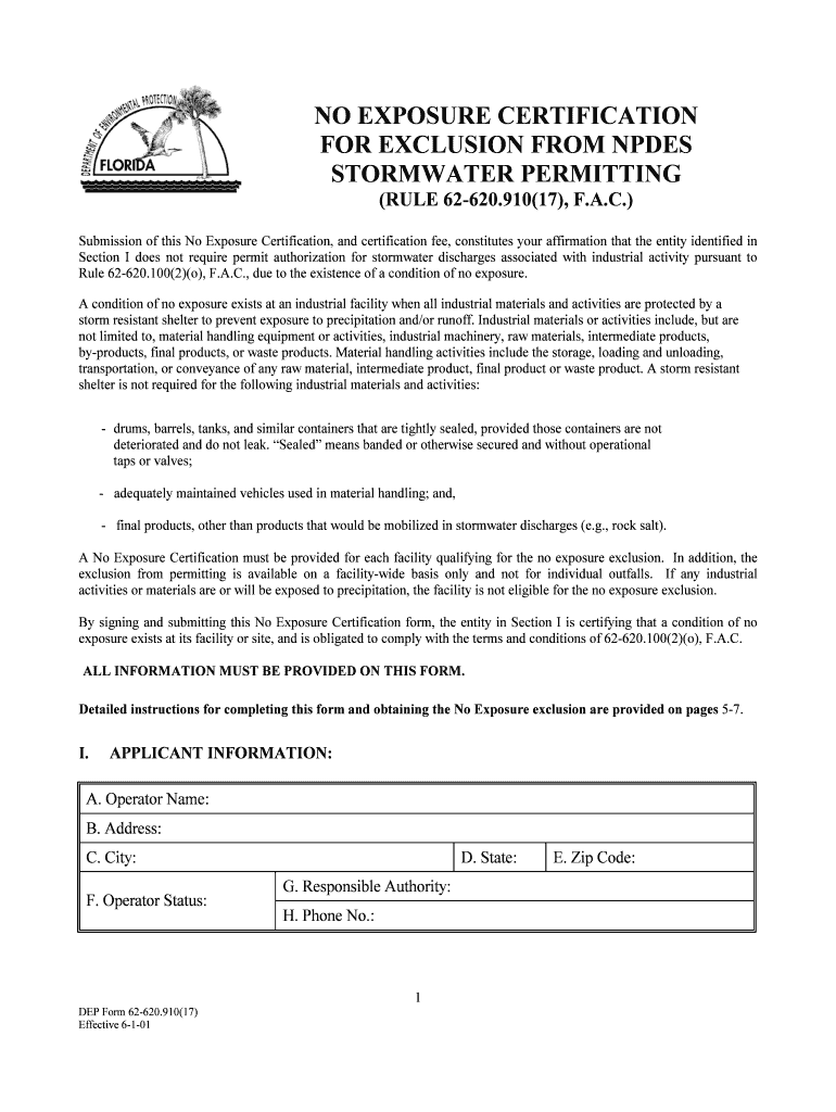Fillable Online No Exposure Certification Fax Email Print - pdfFiller