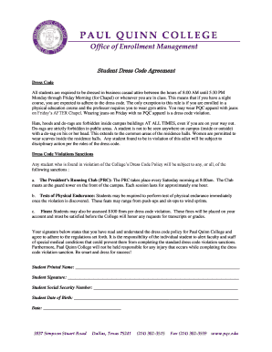 Fillable Online pqc Dress Code Agreement Agreement Form (PDF) - Paul ...
