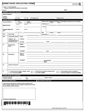 Fillable Online REMITTANCE APPLICATION FORM - Standard Chartered Bank ...