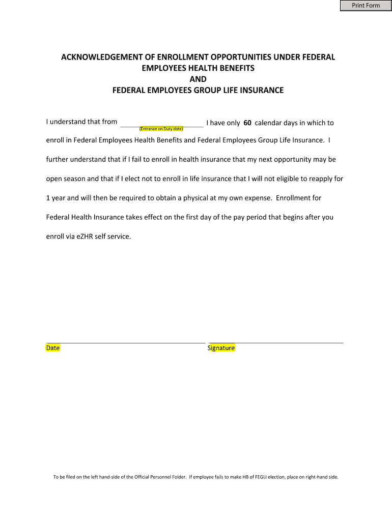 Fillable Online Acknowledgement of Enrollment Opportunities Under ...
