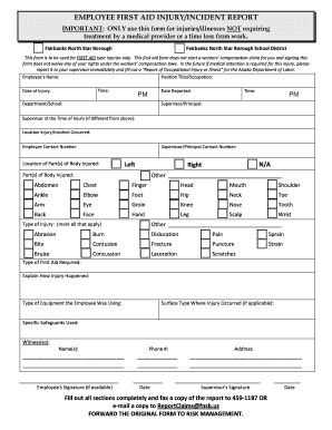 Fillable Online co fairbanks ak Employee First Aid Injury / Incident ...