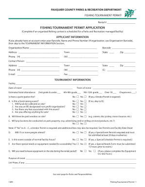 Fillable Online fauquiercounty Fishing Tournament Permit Application ...