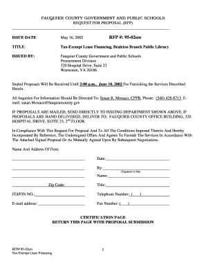Fillable Online fauquiercounty RFP #: 95-02sm - Fauquier County - fauquiercounty Fax Email Print ...