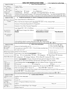 Fillable Online SHELTER VERIFICATION FORM Fax Email Print - pdfFiller
