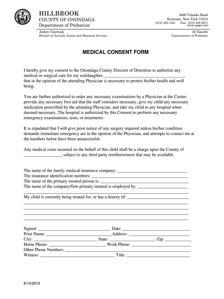 Fillable Online Medical Consent Form for Child Fax Email Print - pdfFiller