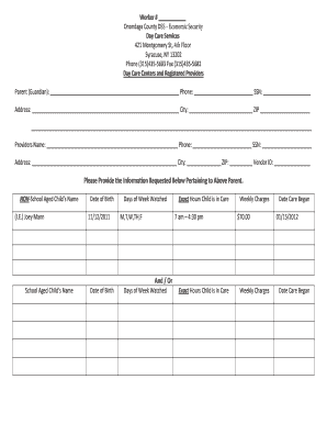 Fillable Online Attendance Form - Onondaga County Fax Email Print ...