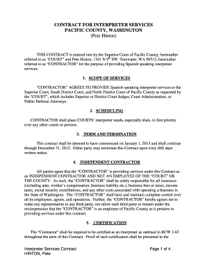 Fillable Online Contract for Interpreter Services - Pacific County ...