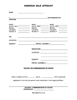 Fillable Online Handgun Sale Affidavit Form Fax Email Print - pdfFiller