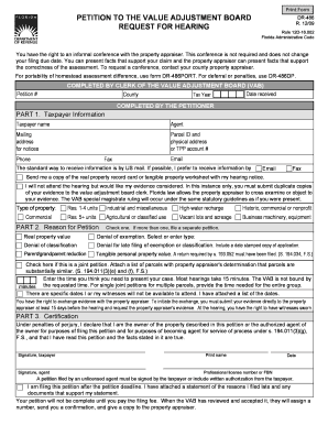 Fillable Online PETITION TO THE VALUE ADJUSTMENT BOARD REQUEST FOR ...