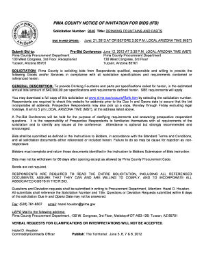 Fillable Online pima IFB 9646 - Pima County - pima Fax Email Print ...