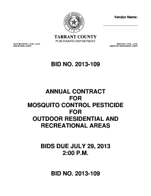 Fillable Online 2013-109 ANNUAL CONTRACT FOR MOSQUITO CONTROL PESTICIDE ...