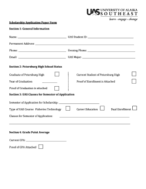 Fillable Online uas alaska Scholarship App.pub Fax Email Print - pdfFiller