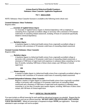 Fillable Online azbbhe Substance Abuse Counselor bApplicationb ...