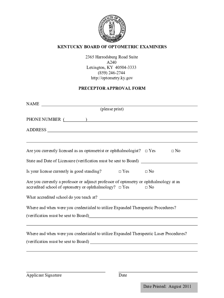 Fillable Online Preceptor Approval Form Fax Email Print - pdfFiller