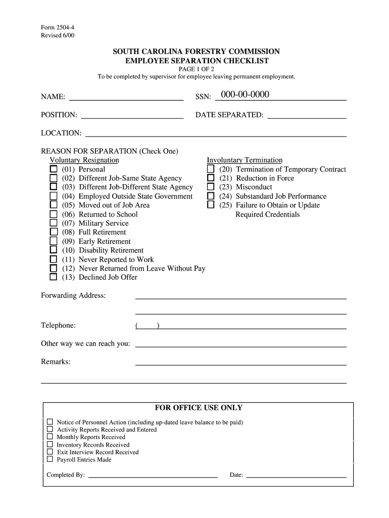 Fillable Online state sc SOUTH CAROLINA FORESTRY COMMISSION EMPLOYEE ...