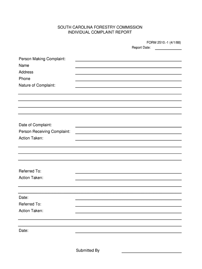 Fillable Online South Carolina Forestry Commission Individual Complaint ...