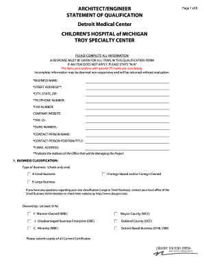 Fillable Online dmc ARCHITECT/ENGINEER STATEMENT OF QUALIFICATION Detroit ... Fax Email Print ...