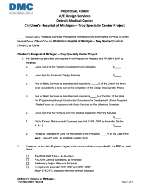 Fillable Online dmc PROPOSAL FORM A/E D esign Services Detroit Medical ...