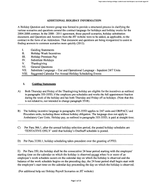 Fillable Online ADDITIONAL HOLIDAY INFORMATION Fax Email Print - pdfFiller