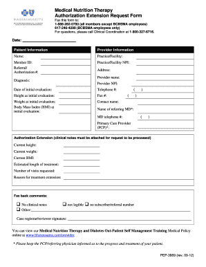 Fillable Online Medical Nutrition Therapy Authorization Extension ...