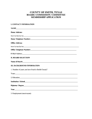 Fillable Online Smith County Board/Commission Application Form Fax ...