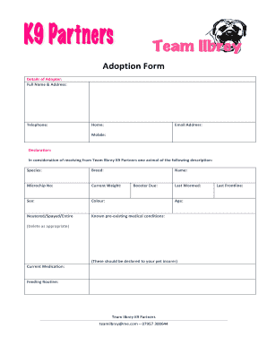 Fillable Online Adoption Form - Webs Fax Email Print - pdfFiller