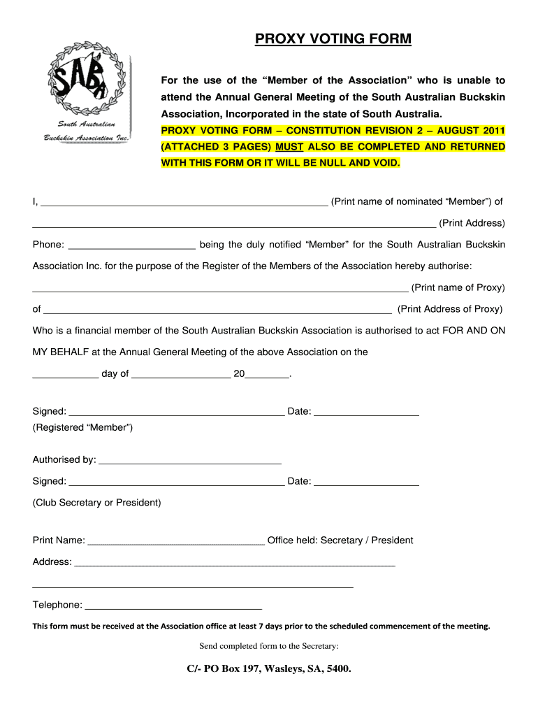 Fillable Online Proxy Voting Form - Constitution Revision 2 (August ...