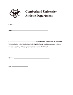 Fillable Online Student-Athlete Release Form - Cumberland University ...
