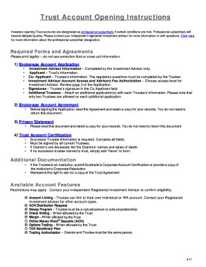 Fillable Online Investors opening Trust accounts are designated as ...