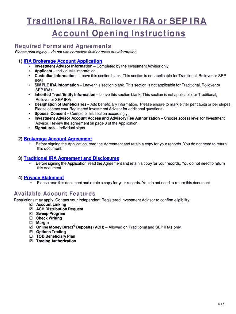 Fillable Online Traditional IRA, Rollover IRA or SEP IRA Account ...