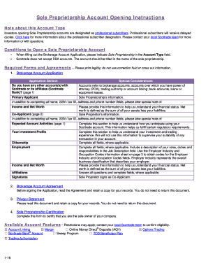 Fillable Online Sole Proprietorship Account Opening Instructions Fax ...