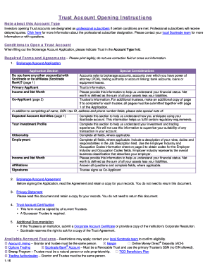 Fillable Online Trust Account Opening Instructions Fax Email Print ...