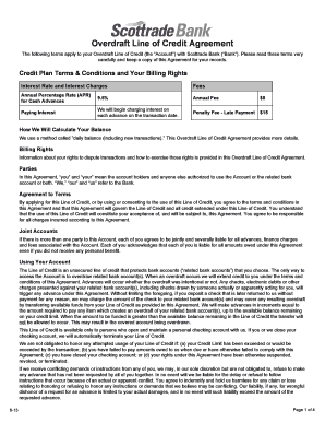 Fillable Online Overdraft Line of Credit Agreement Fax Email Print ...
