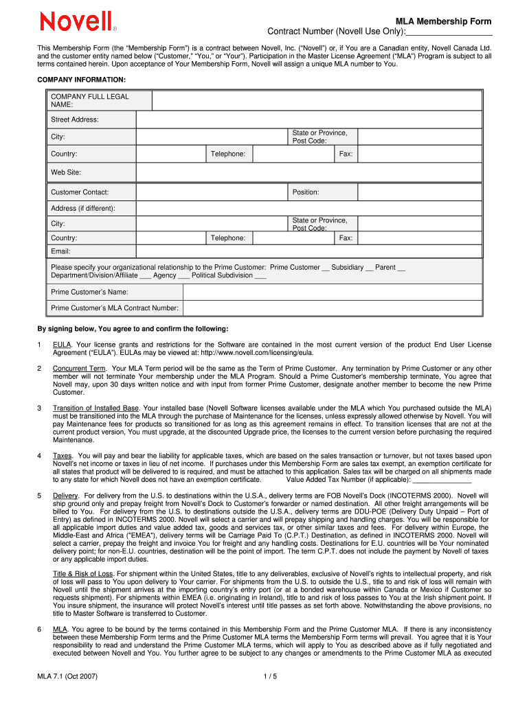 Fillable Online MLA Membership Form Fax Email Print - pdfFiller